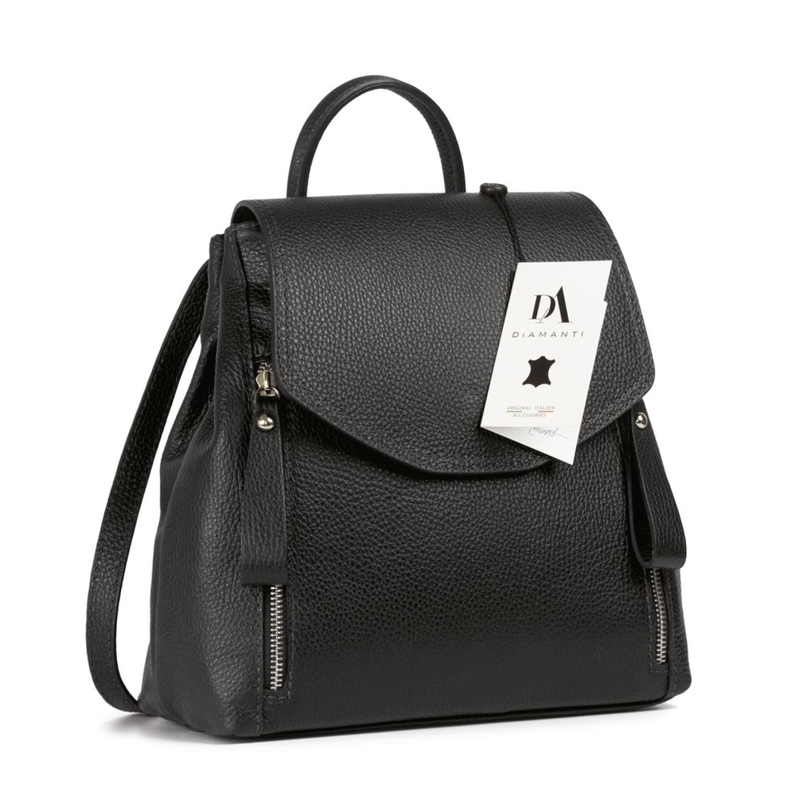 Rucsac dama tip geanta de umar din piele naturala DiAmanti Tosca Negru ...